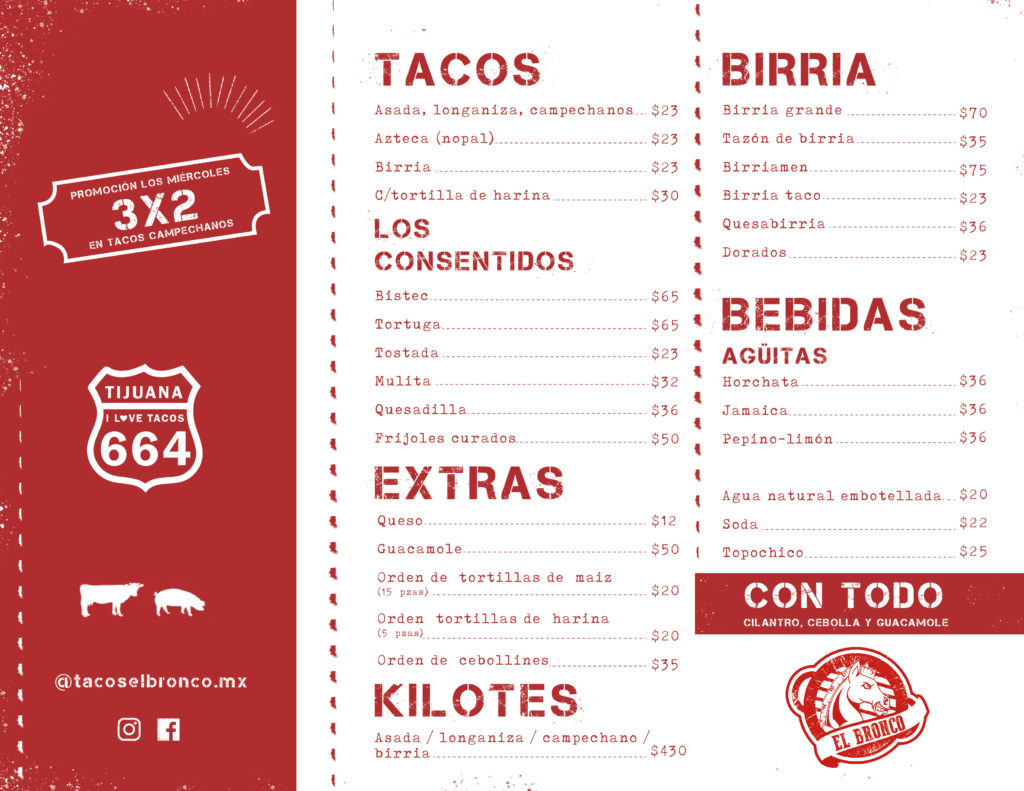 Menú – Tacos El Bronco